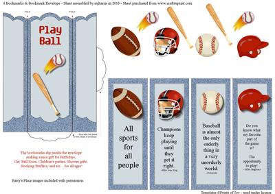 4 Bookmarks & Bookmark Envelope - Sports - CUP138728_99 | Craftsuprint
