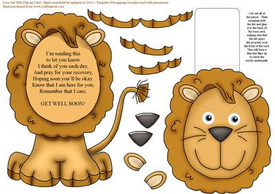 Lion Get Well Flip-up Card - CUP148537_99 | Craftsuprint