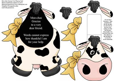Moo-chas Gracias Cow Flip-up Card - CUP149276_99 | Craftsuprint