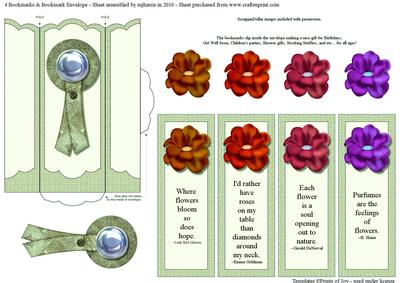 4 Floral Bookmarks & Bookmark Envelope - CUP153339_99 | Craftsuprint