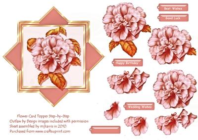 Pink Flower Card Topper - CUP164825_99 | Craftsuprint