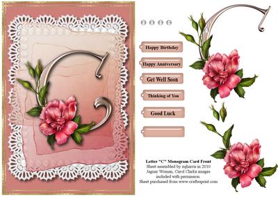 Letter "c" Monogram Card Front - CUP165440_99 | Craftsuprint