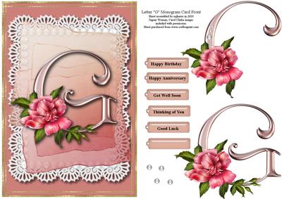 Letter "g" Monogram Card Front - CUP165448_99 | Craftsuprint