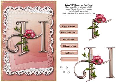 Letter "h" Monogram Card Front - CUP165449_99 | Craftsuprint