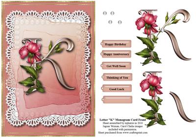 Letter "k" Monogram Card Front - CUP165452_99 | Craftsuprint