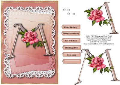 Letter "m" Monogram Card Front - CUP165454_99 | Craftsuprint