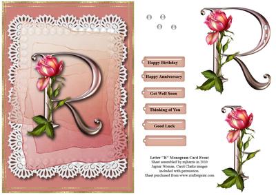 Letter "r" Monogram Card Front - CUP165459_99 | Craftsuprint