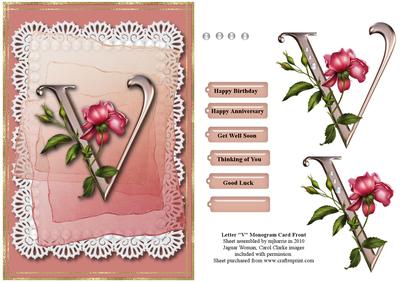 Letter "v" Monogram Card Front - CUP165463_99 | Craftsuprint