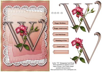 Letter "w" Monogram Card Front - CUP165464_99 | Craftsuprint