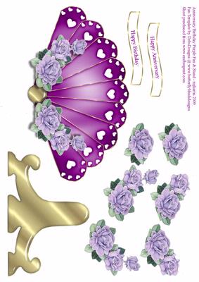 Anniversary/birthday Purple Fan & Stand - CUP27997_99 | Craftsuprint