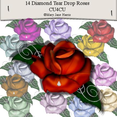 14 Diamond Tear Drop Roses - Cu4cu - CUP340399_99 | Craftsuprint