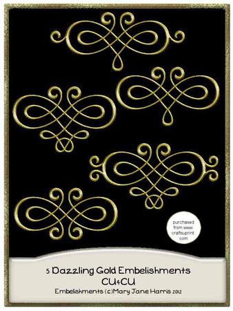 5 Dazzling Gold Embelishments - CUP351999_99 | Craftsuprint