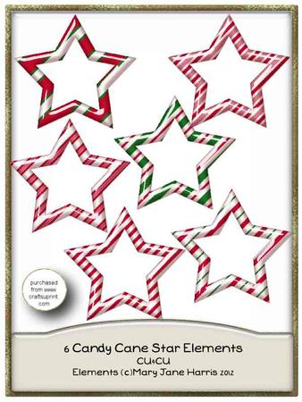6 Candy Cane Star Elements - Cu4cu - CUP371492_99 | Craftsuprint