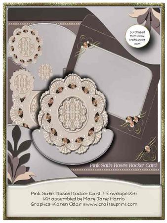 Pink Satin Roses Rocker Card Kit - CUP379910_99 | Craftsuprint