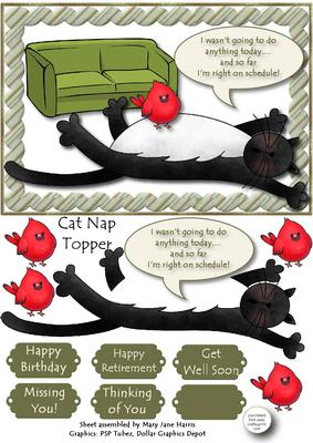 Cat Nap Card Topper - CUP381054_99 | Craftsuprint