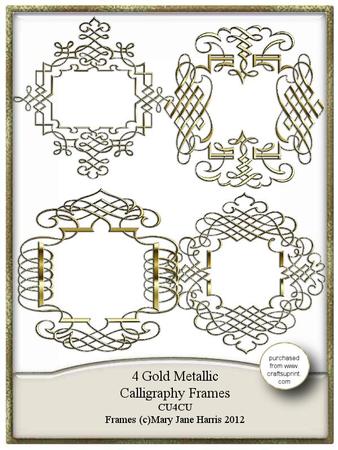 4 Gold Metallic Caligraphy Frames - 1 - Cu4cu - CUP385782_99 | Craftsuprint