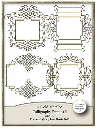 4 Gold Metallic Caligraphy Frames - 2 - Cu4cu - CUP385783_99 | Craftsuprint
