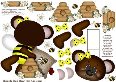 Bumble Bee Bear Flip-up Card 1a - CUP405159_99 | Craftsuprint