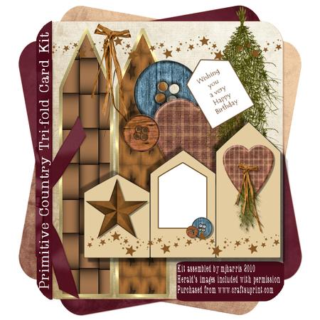 Primitive Country Tri-fold Card Kit - CUP52129_99 | Craftsuprint