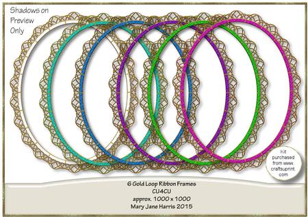 6 Gold Looped Ribbon Frames - Cu4cu - CUP621191_99 | Craftsuprint