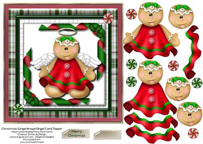 Christmas Gingerbread Angel Card Topper 1 - CUP635889_99 | Craftsuprint