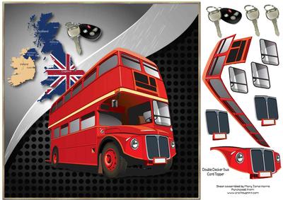 8x8 Double Decker Bus Card Topper - CUP670932_99 | Craftsuprint