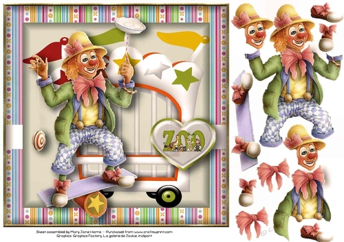 Zoo Clown Card Topper - CUP718614_99 | Craftsuprint