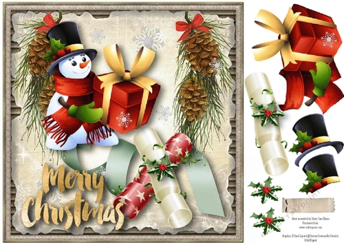 Holly Jolly Snowman Card Topper - CUP722236_99 | Craftsuprint