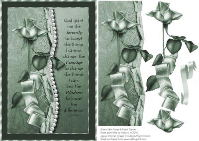 Green Satin Roses & Pearls Topper - CUP72662_99 | Craftsuprint