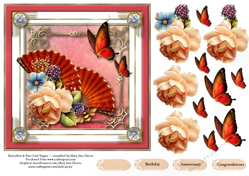 Butterflies & Fans Card Topper - CUP893687_99 | Craftsuprint