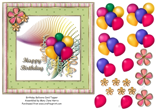 Birthday Balloons Card Topper - CUP895734_99 | Craftsuprint