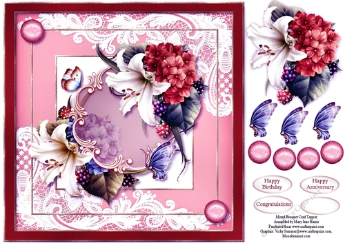 Mixed Bouquet Card Topper 2 - CUP897688_99 | Craftsuprint