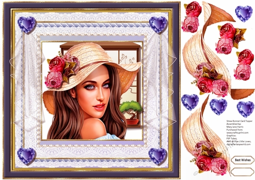 Straw Bonnet Card Topper 2 - CUP897919_99 | Craftsuprint