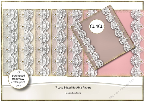 7 Lace Edged Backing Papers Kit 1 - CUP905270_99 | Craftsuprint