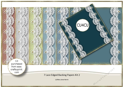 7 Lace Edged Backing Papers Kit 2 - CUP905271_99 | Craftsuprint