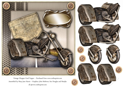 Vintage Chopper Card Topper - CUP910366_99 | Craftsuprint