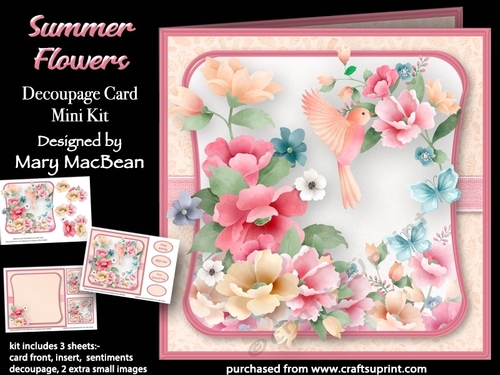 Summer Flowers - Decoupage Card Mini Kit - CUP1059232_1648 | Craftsuprint