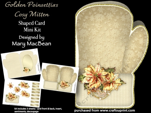 Gold Poinsettias - Cosy Mitten Shaped Card Mini Kit - CUP1177263_1648 ...