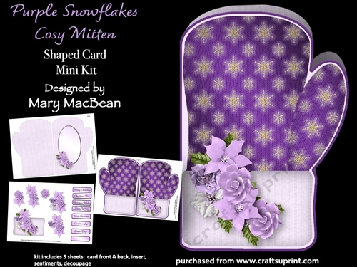 Purple Snowflakes - Cosy Mitten Shaped Card Mini Kit - CUP1177267_1648 ...