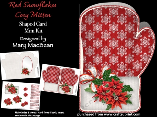 Red Snowflakes - Cosy Mitten Shaped Card Mini Kit - CUP1177268_1648 ...