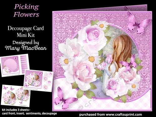 Picking Flowers - Decoupage Card Mini Kit - CUP1183373_1648 | Craftsuprint