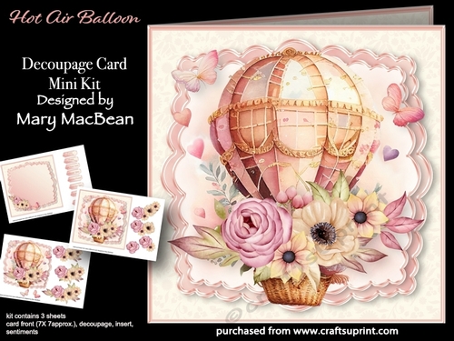 Hot Air Balloon - Decoupage Card Mini Kit - CUP1195309_1648 | Craftsuprint