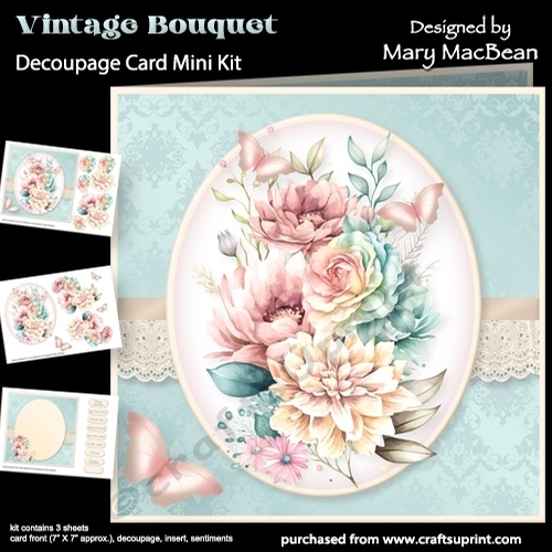 Vintage Bouquet - Decoupage Card Mini Kit - CUP1205805_1648 | Craftsuprint