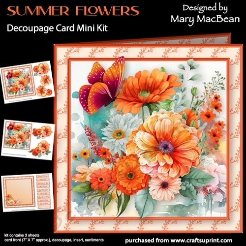 Summer Flowers - Decoupage Card Mini Kit - CUP1209168_1648 | Craftsuprint