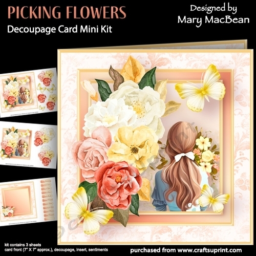 Picking Flowers - Decoupage Card Mini Kit - CUP1225259_1648 | Craftsuprint