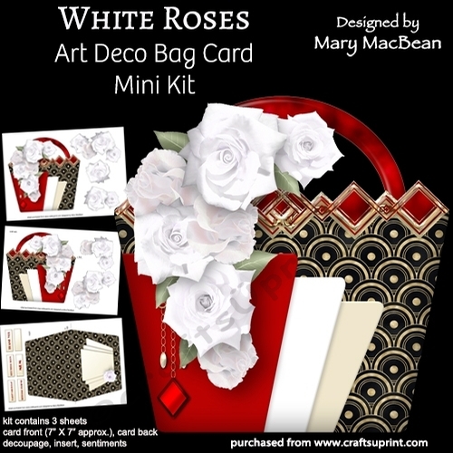 White Roses - Art Deco Bag Card Mini Kit - CUP1235277_1648 | Craftsuprint