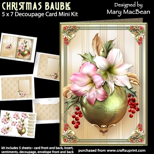 Christmas Bauble - 5 x 7 Decoupage Card Mini Kit - CUP1238970_1648 ...