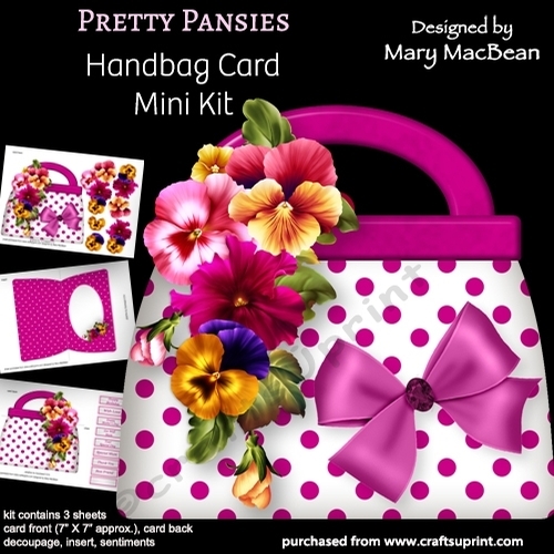 Pretty Pansies - Handbag Card Mini Kit - CUP1267539_1648 | Craftsuprint