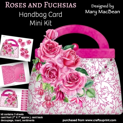 Roses and Fuchsias - Handbag Card Mini Kit - CUP1267540_1648 | Craftsuprint