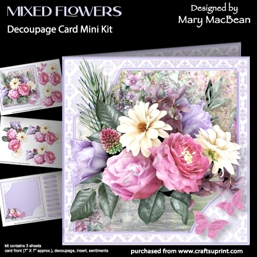 Mixed Flowers - Decoupage Card Mini Kit - CUP1271430_1648 | Craftsuprint